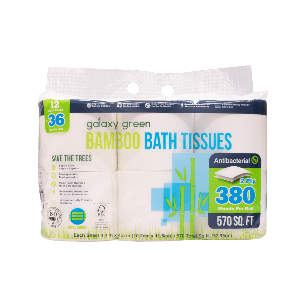 Bamboo Bath Tissue Paper - 380 Sheets / Roll - 12 Rolls – Polar