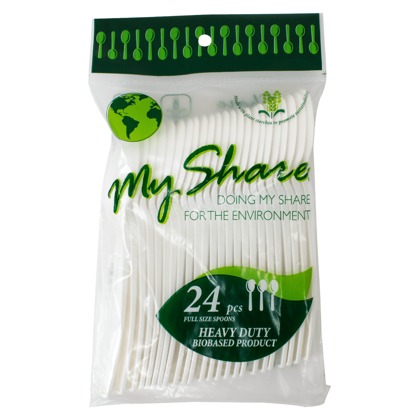 My Share Disposable PSM Cornstarch Jumbo Spoons 24 count (Pack of 1, 6 ...
